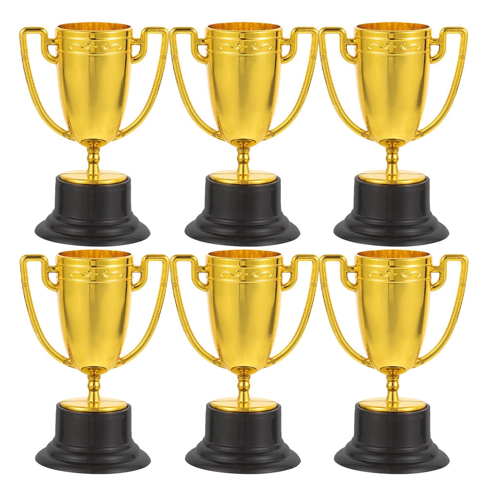 OUNONA 6pcs Golden Plastic Mini Trophy Cups for Awarding Sports Events ...