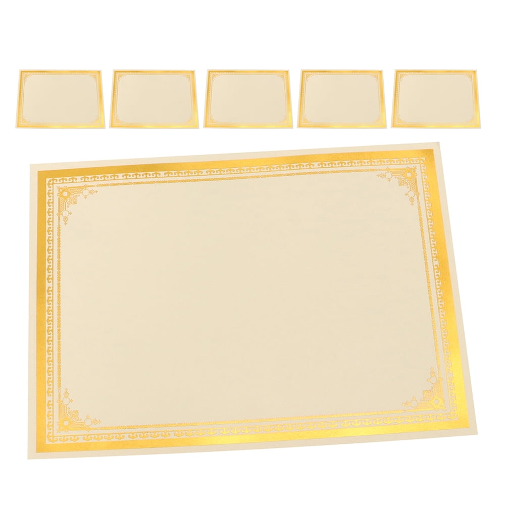 OUNONA 6pcs Printable Blank Certificate Paper with Gold Foil Border ...