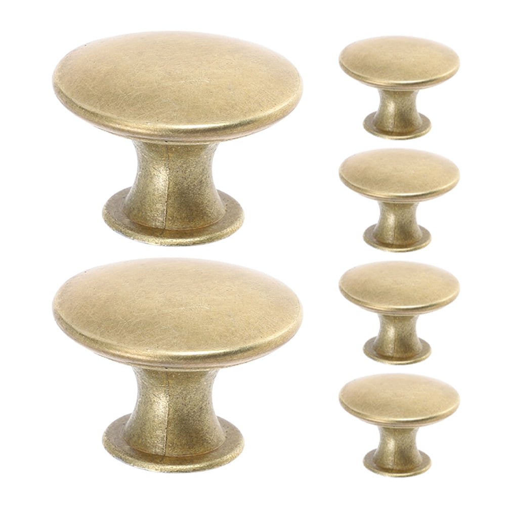 OUNONA 6pcs Round Drawer Knob Pulls Handle Antique Gold Dresser Drawer ...