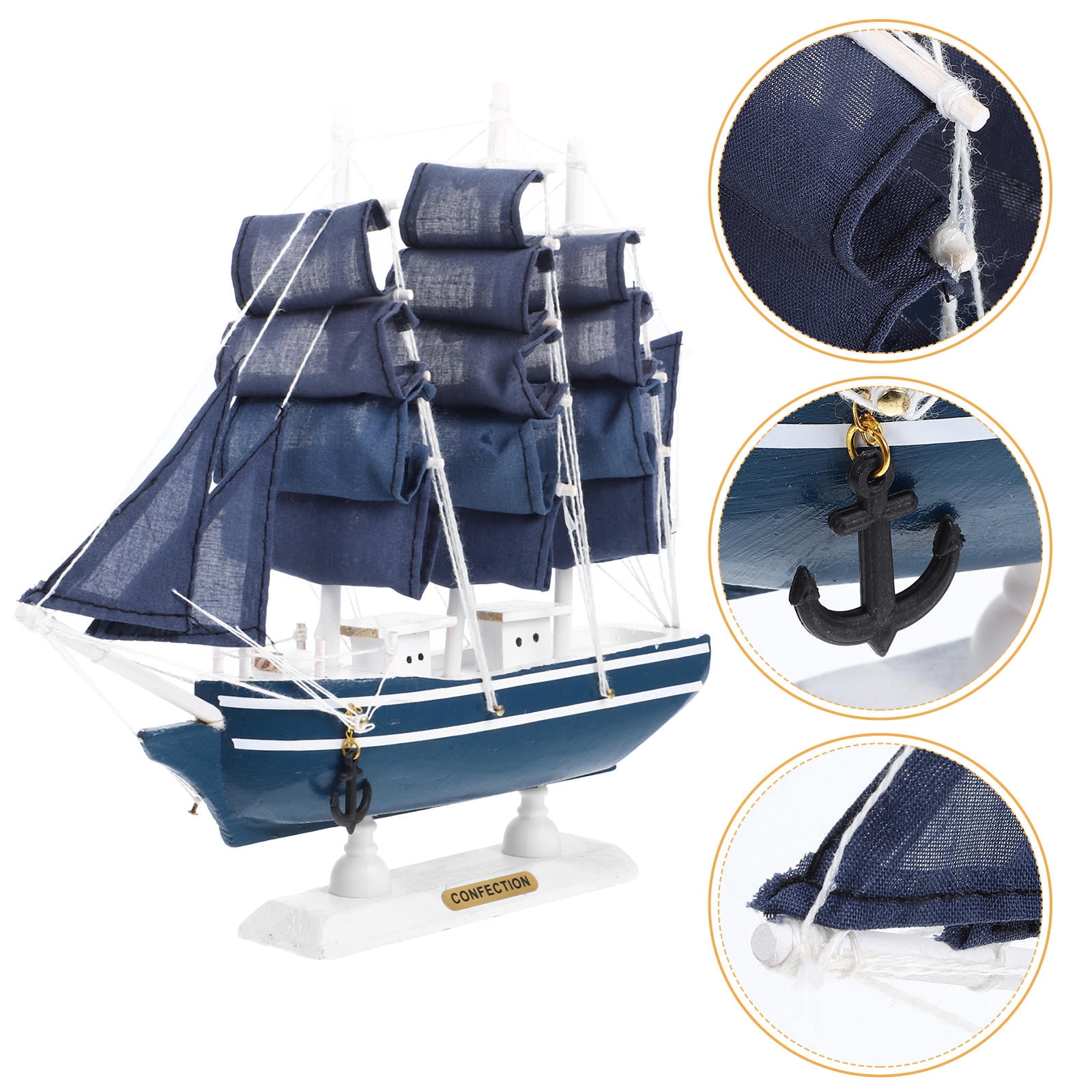 OUNONA 6pcs Sailing Ship Model Decor Wooden Miniature Sailing Sailboat ...