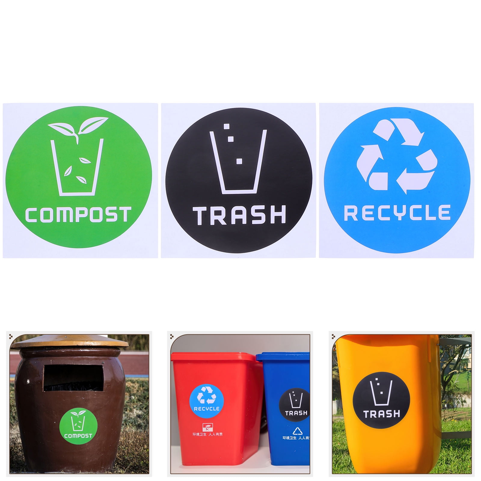 OUNONA 6pcs Waste Sorting Stickers for Trash Bins Aesthetic Labels for ...