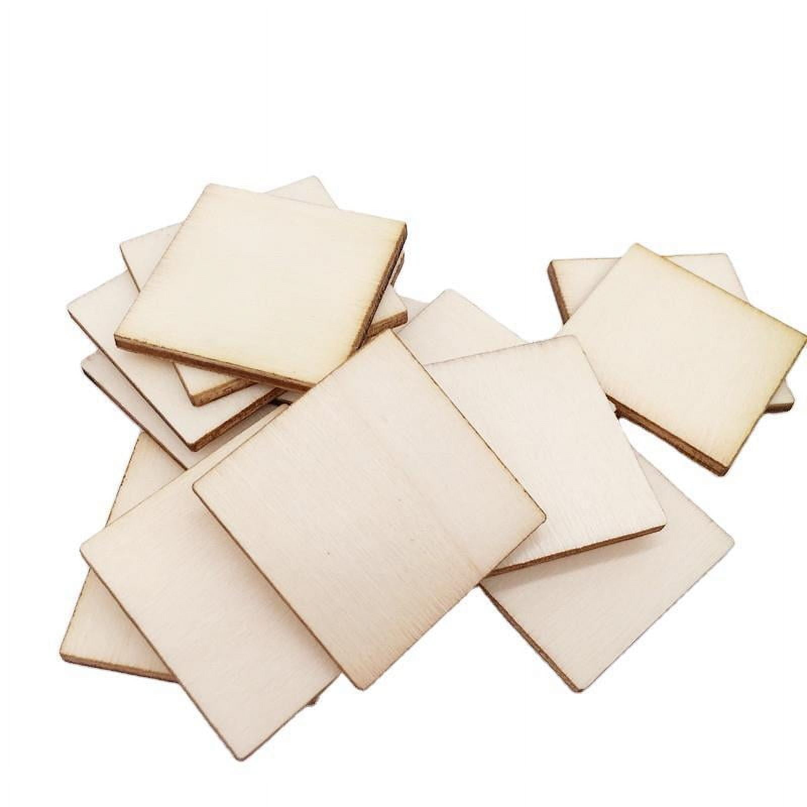 OUNONA 75pcs Unfinished Wood Squares for DIY Crafting Wood Pieces Blank ...