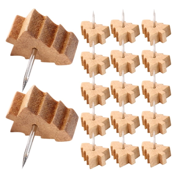 OUNONA 80pcs Wooden Tree Push Pins Cork Board Wood Pins Wooden ...