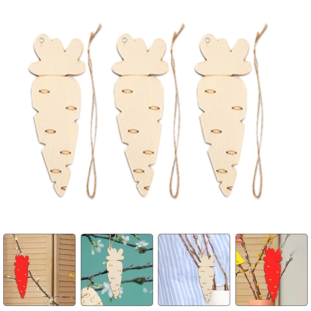 OUNONA Wooden Rabbit Crafts for Kids DIY Easter Decorations 8 Pieces ...
