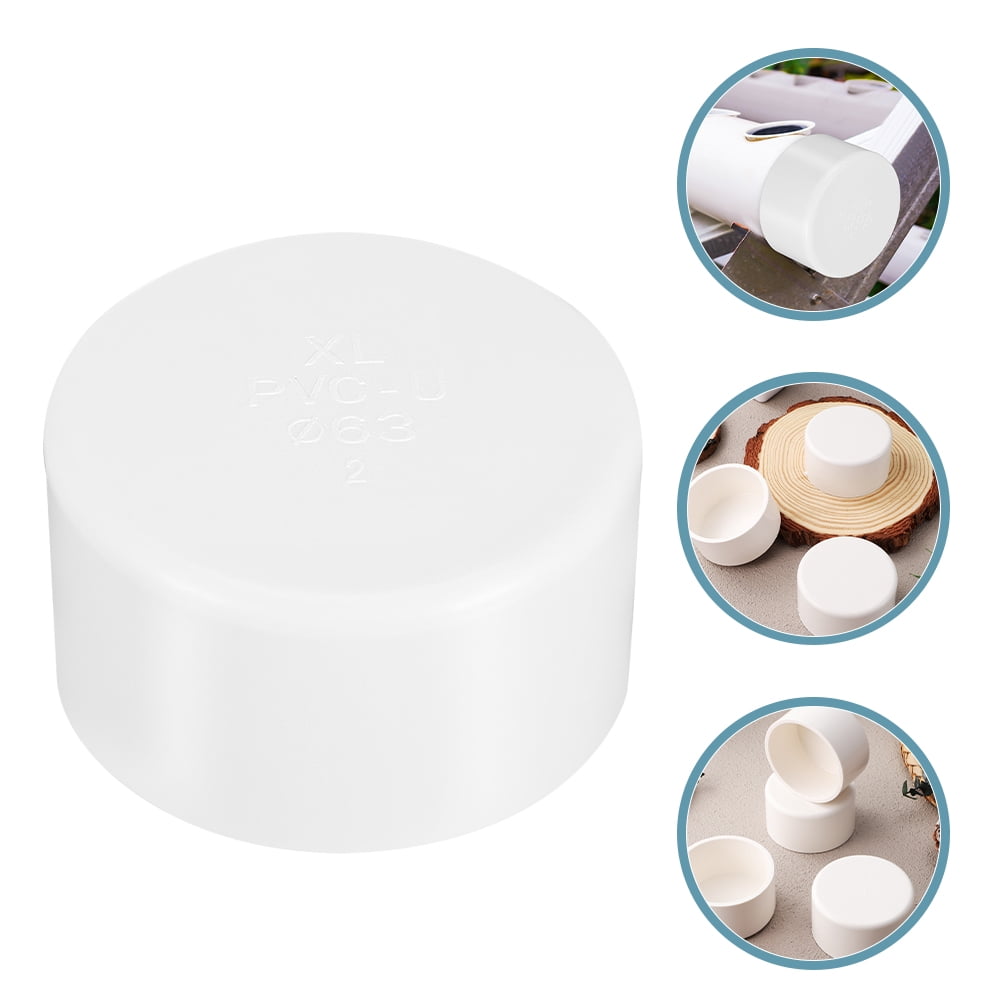 OUNONA White PVC Pipe End Caps for Round Hole Socket Fittings, Easy to ...