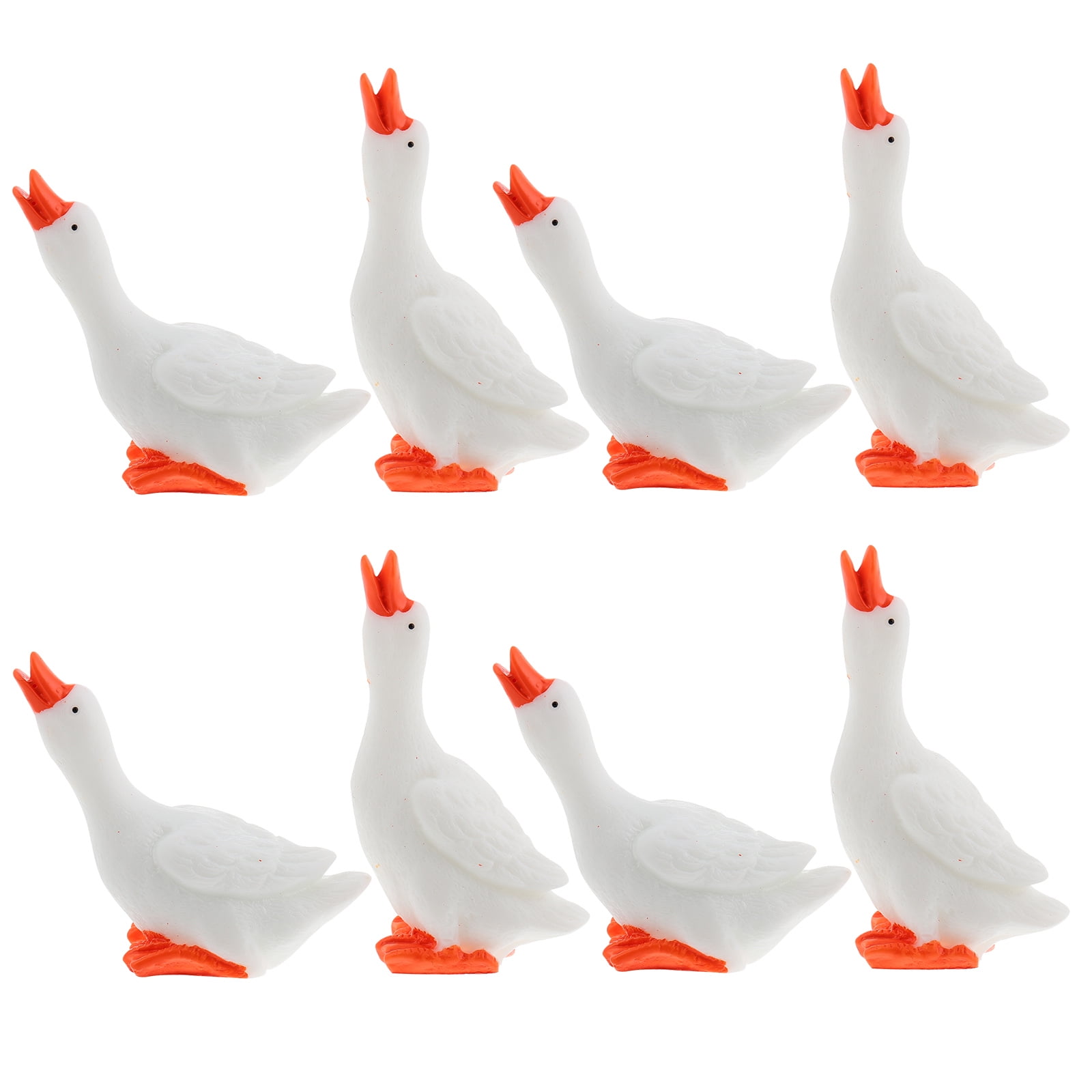 OUNONA 8pcs Miniature Animal Garden Goose Statue Cute Animal Prop Goose ...