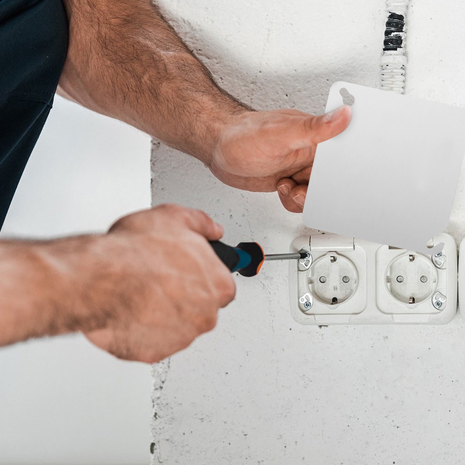 OUNONA 8pcs Square Metal Electrical Box Cover Plate Blank Outlet ...