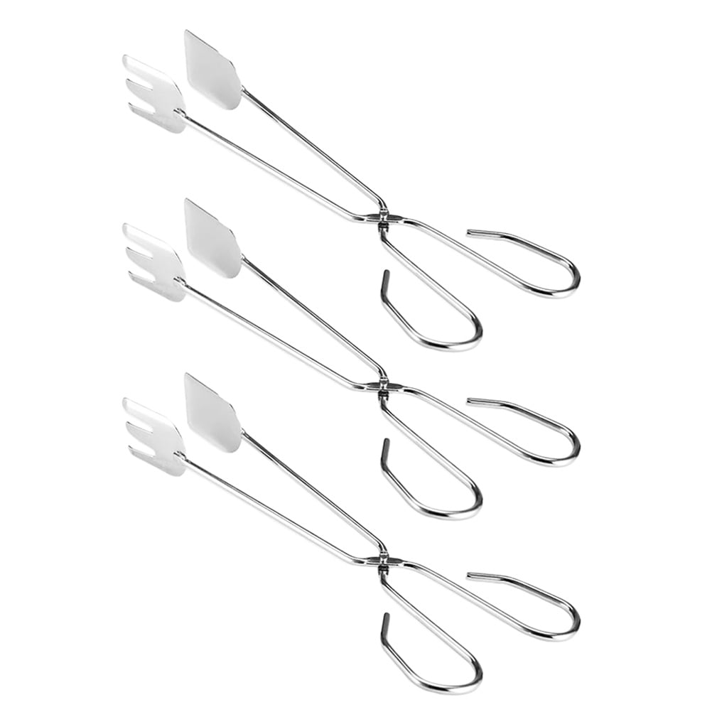 OUNONA 9 Pcs Stainless Steel Barbecue Food Tongs Bread Tong Clips ...
