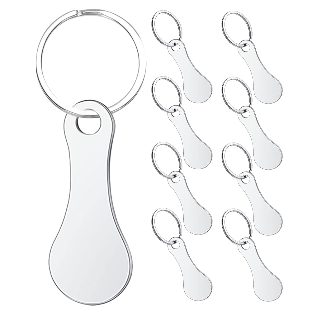 OUNONA 9Pcs Supermarket Trolley Token Keychain Stainless Steel Quarter ...