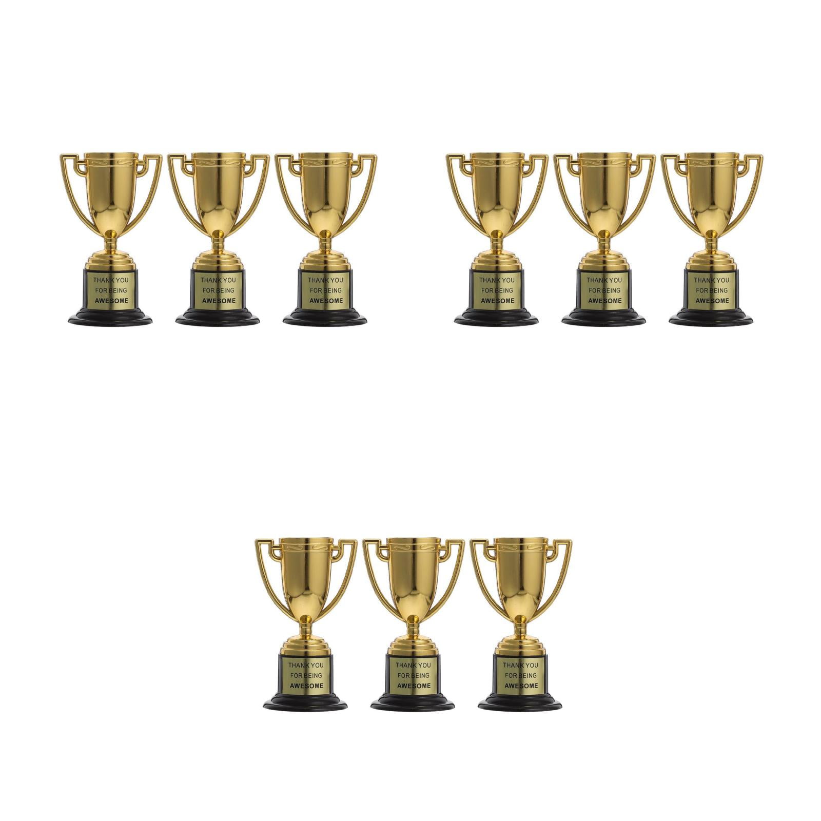 OUNONA 9 pcs Plastic Golden Trophy Cup for Kids Achievement Prize ...