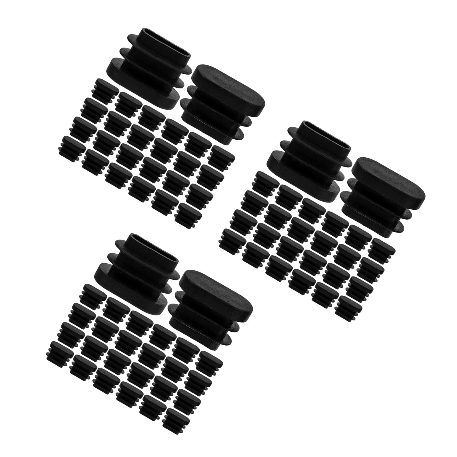 OUNONA 90 pcs Oval Table Chair Leg Tube Pipe Insert End Cap Black ...