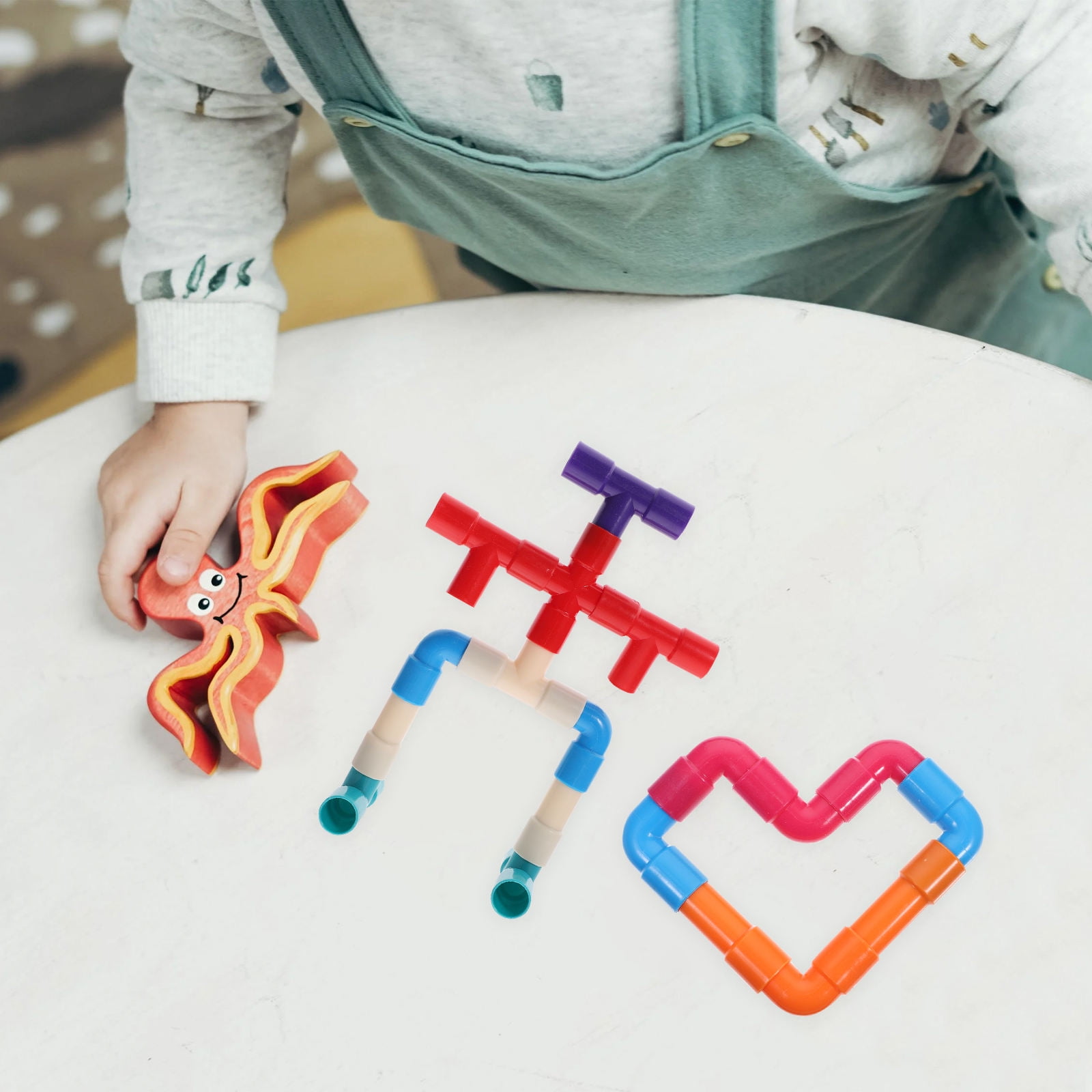 OUNONA 96Pieces Building Blocks Stem Pipe Assorted Color Plastic ...