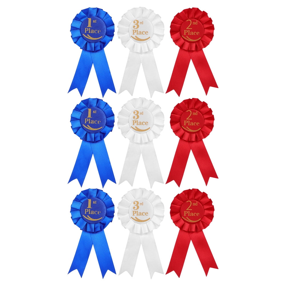 OUNONA 9pcs Award Rosette Ribbon Set 1st Satin Badge Medals with Pin ...