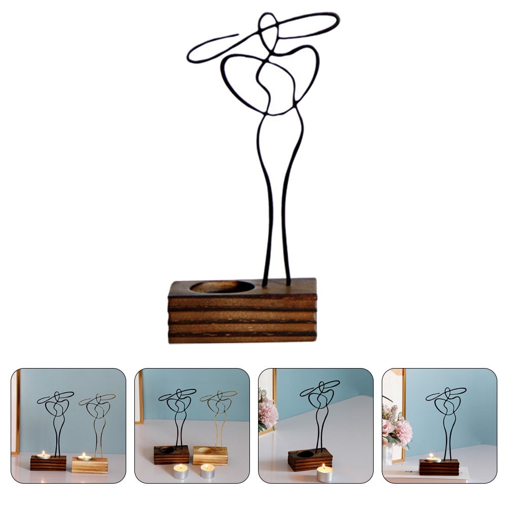 OUNONA Abstract Portrait Sculpture Candlestick Candle Holder Lady Line ...