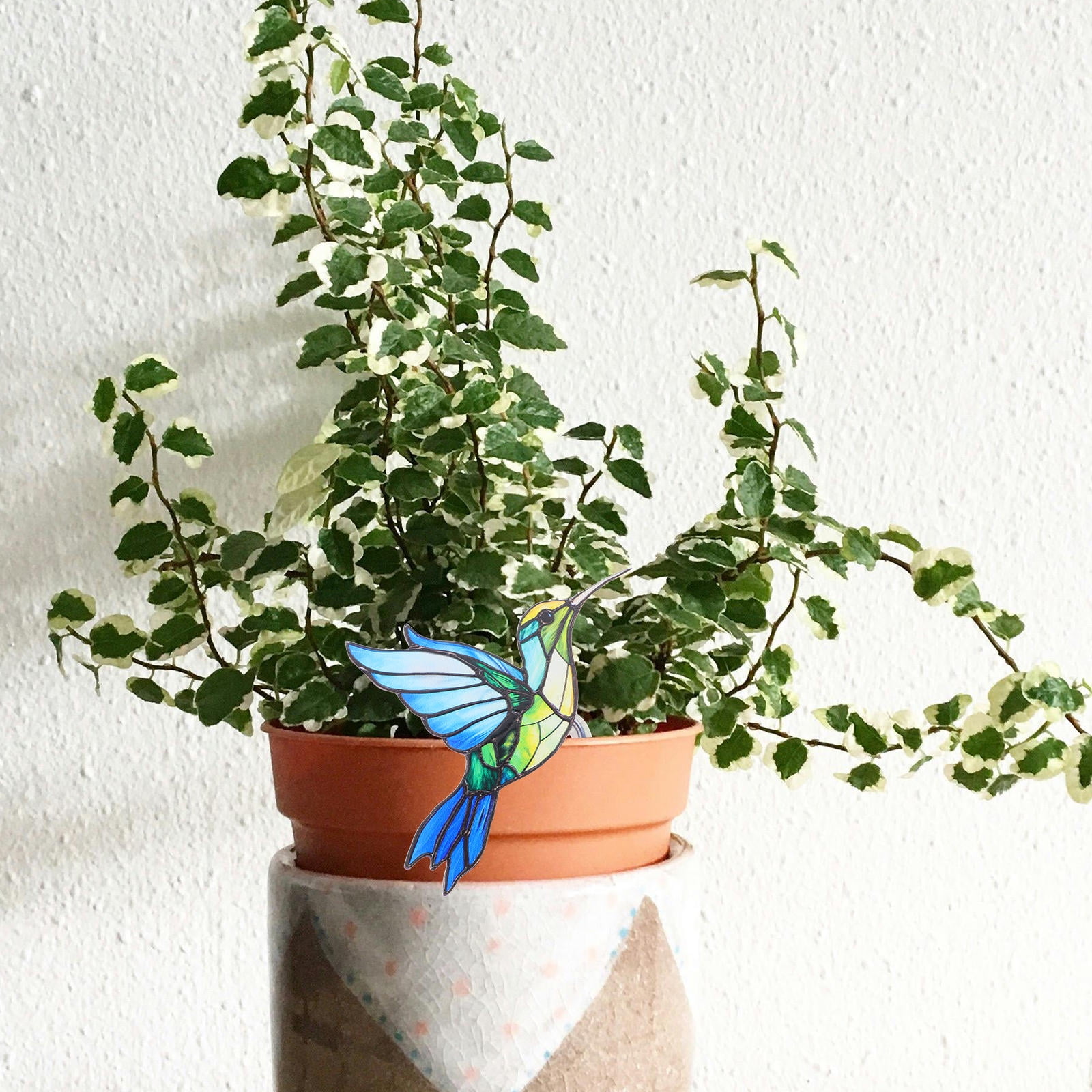 OUNONA Acrylic Bird Flower Pot Decoration Hummingbird Figurines Cute ...