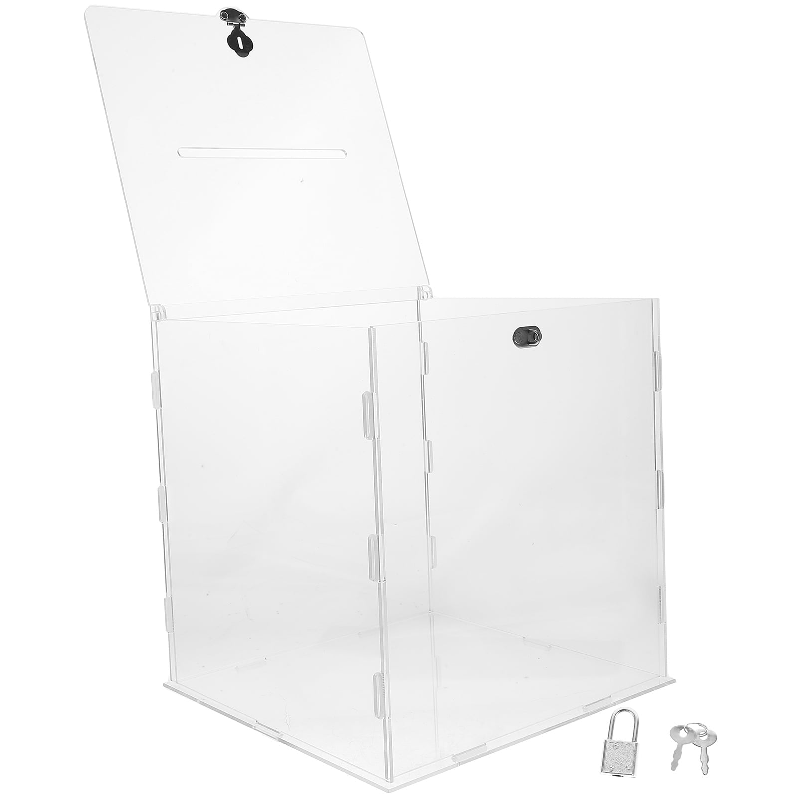 OUNONA Acrylic Card Box with Lock for Wedding Parties White Reusable ...