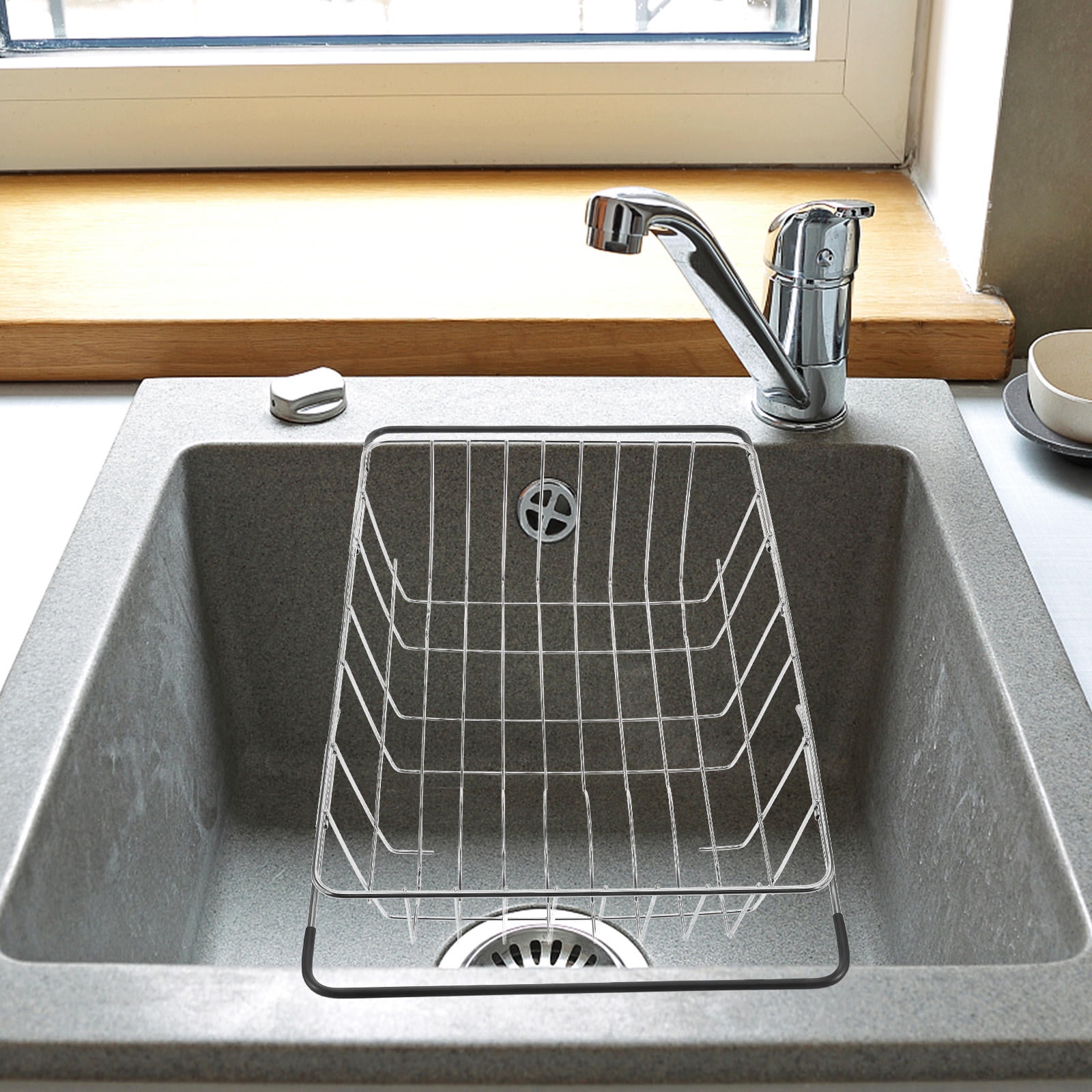 OUNONA Adjustable Stainless Steel Dish Drainer Space-Saving In Sink ...