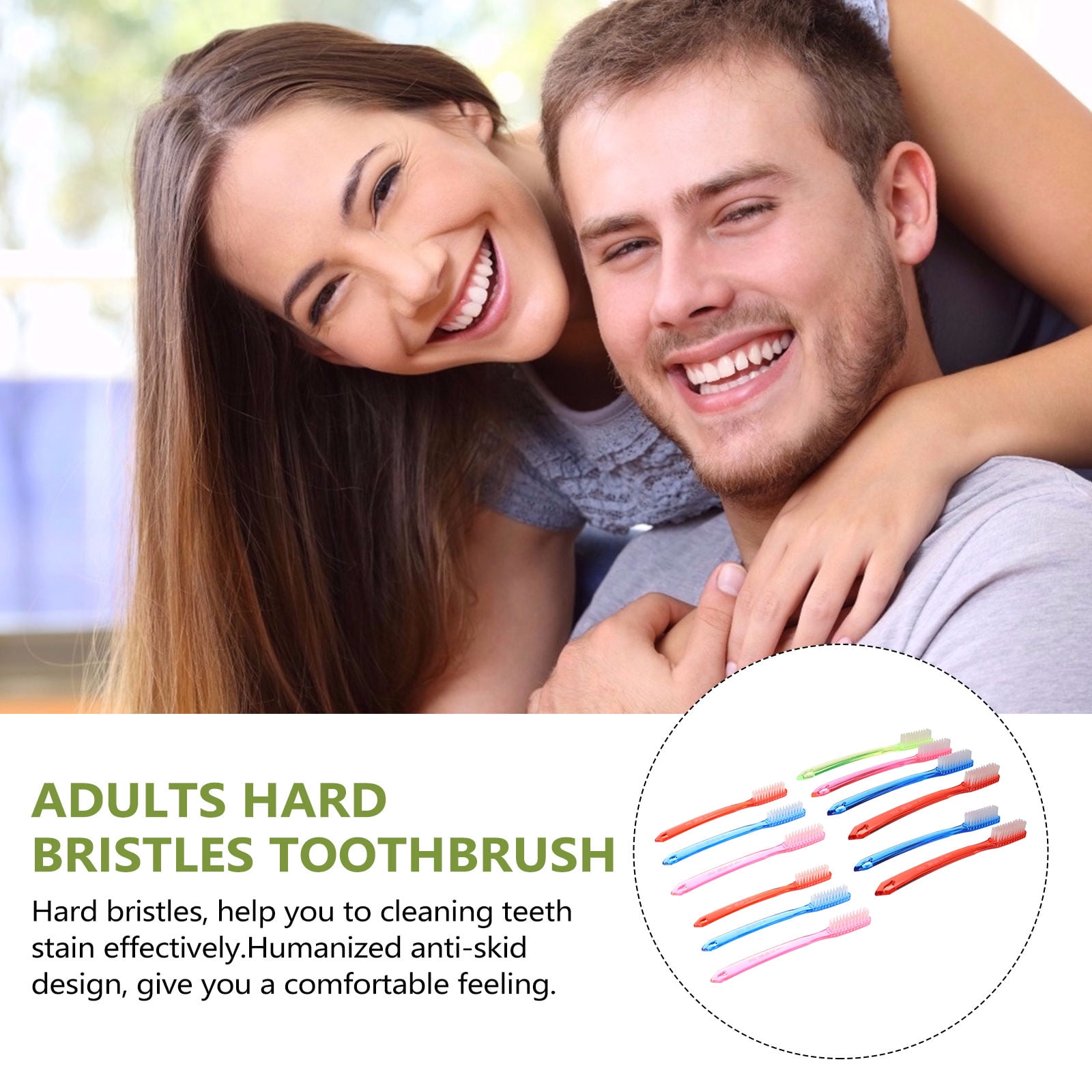 OUNONA Adult Toothbrush with Hard Bristles for Effective Teeth Stain ...