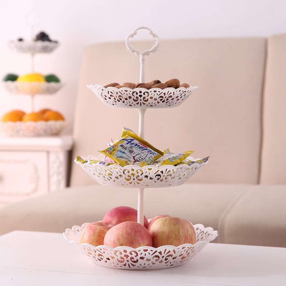 OUNONA Afternoon Tea Rack Stand Cupcake Dessert Platter Fruit White ...