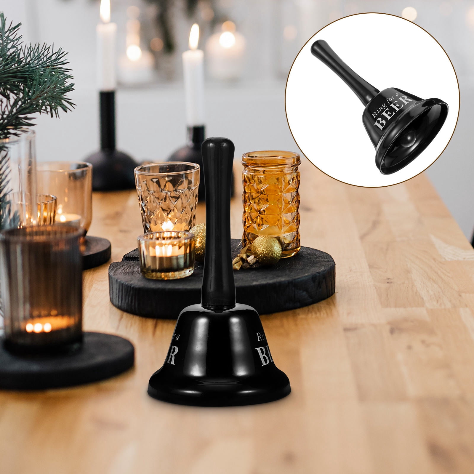 LRXIYODE Ringing Bell Hand Held Black Metal 1Set 5.3x2.9x2.9in ...