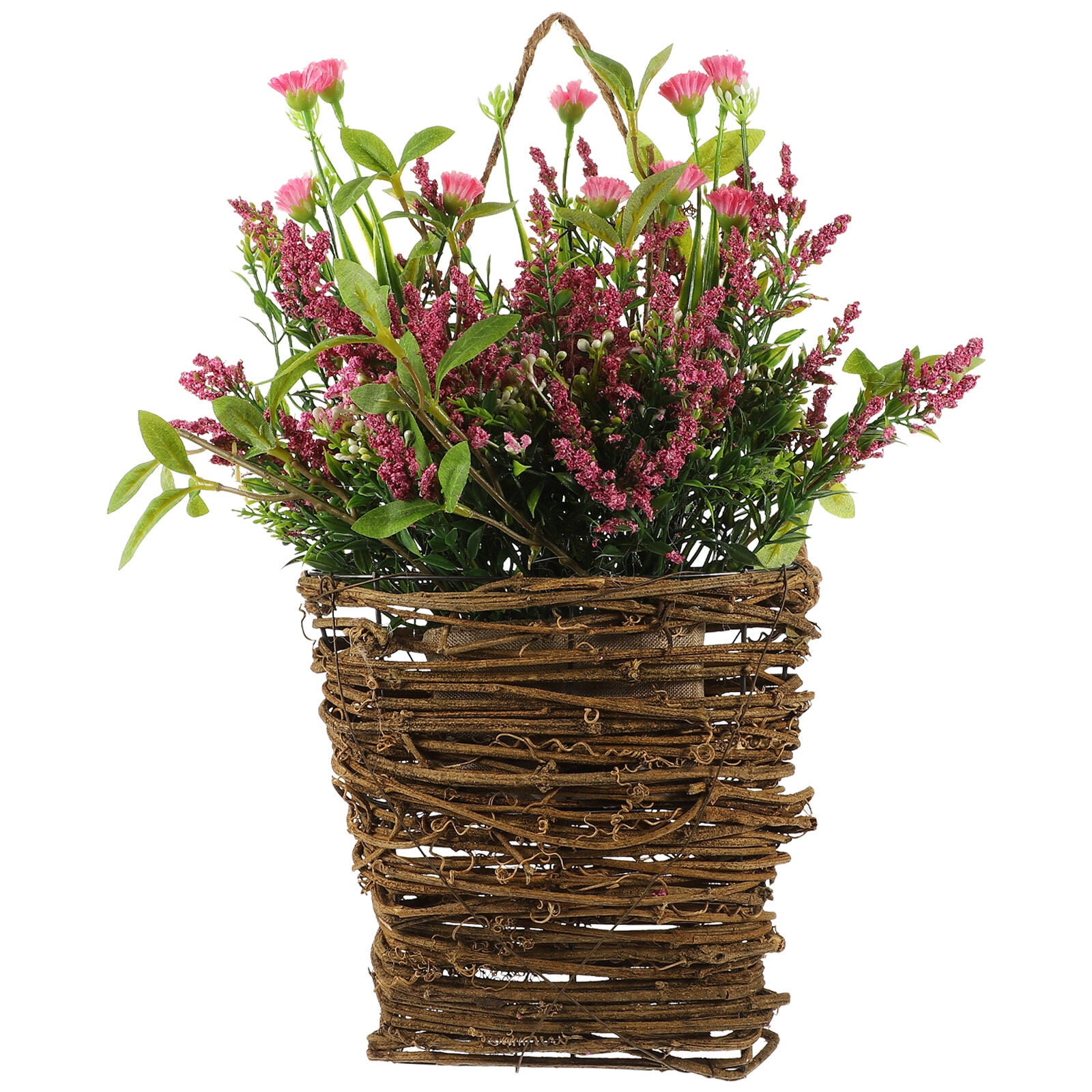 Tineasur Faux Flower Decor in Rattan Basket for Home Decoration, Multi ...