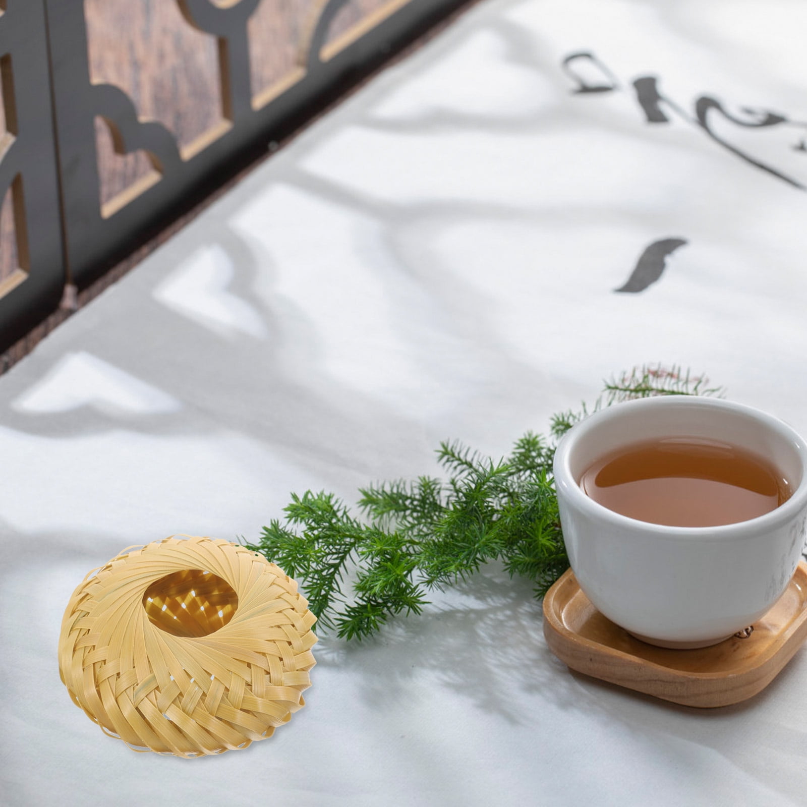 OUNONA 1Pcs Bamboo Teacup Cover Storage Stand for Personal Collection 2 ...