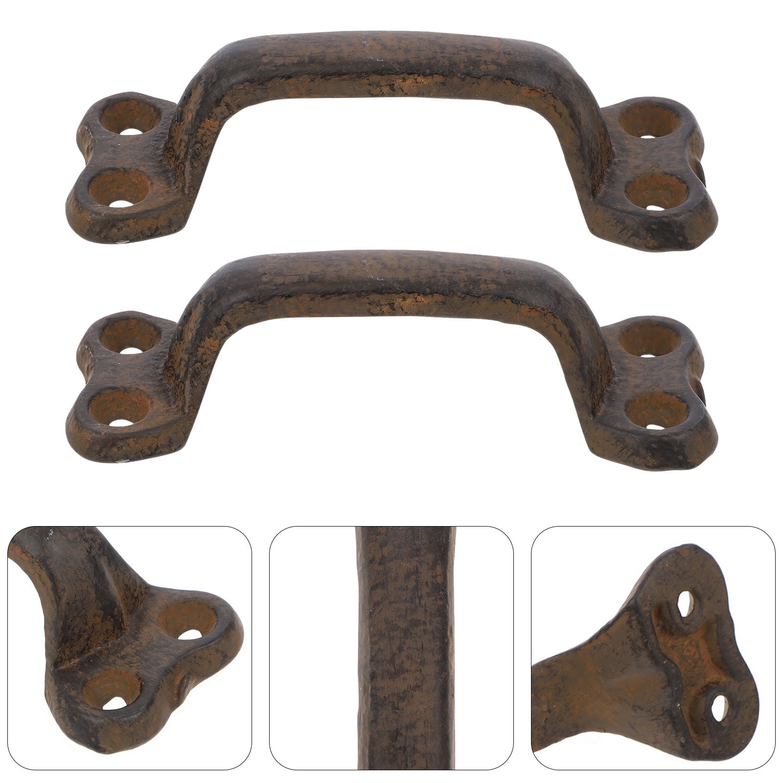 OUNONA Metal Barn Door Handle Cast Iron Pull Handles Brown 2Pcs 13.50X5 ...