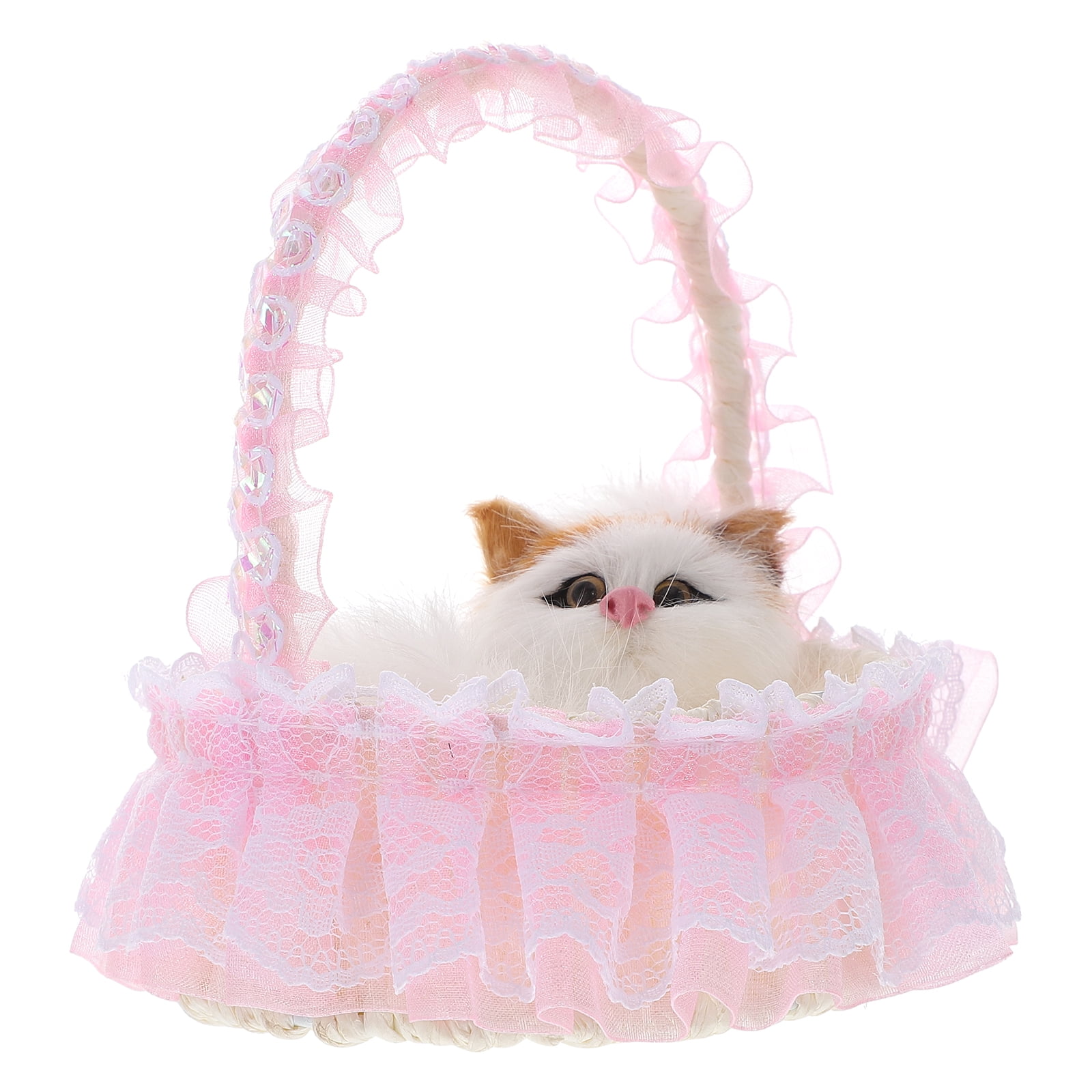 OUNONA Portable Lace and Plastic Cat Design Storage Basket with Sound ...