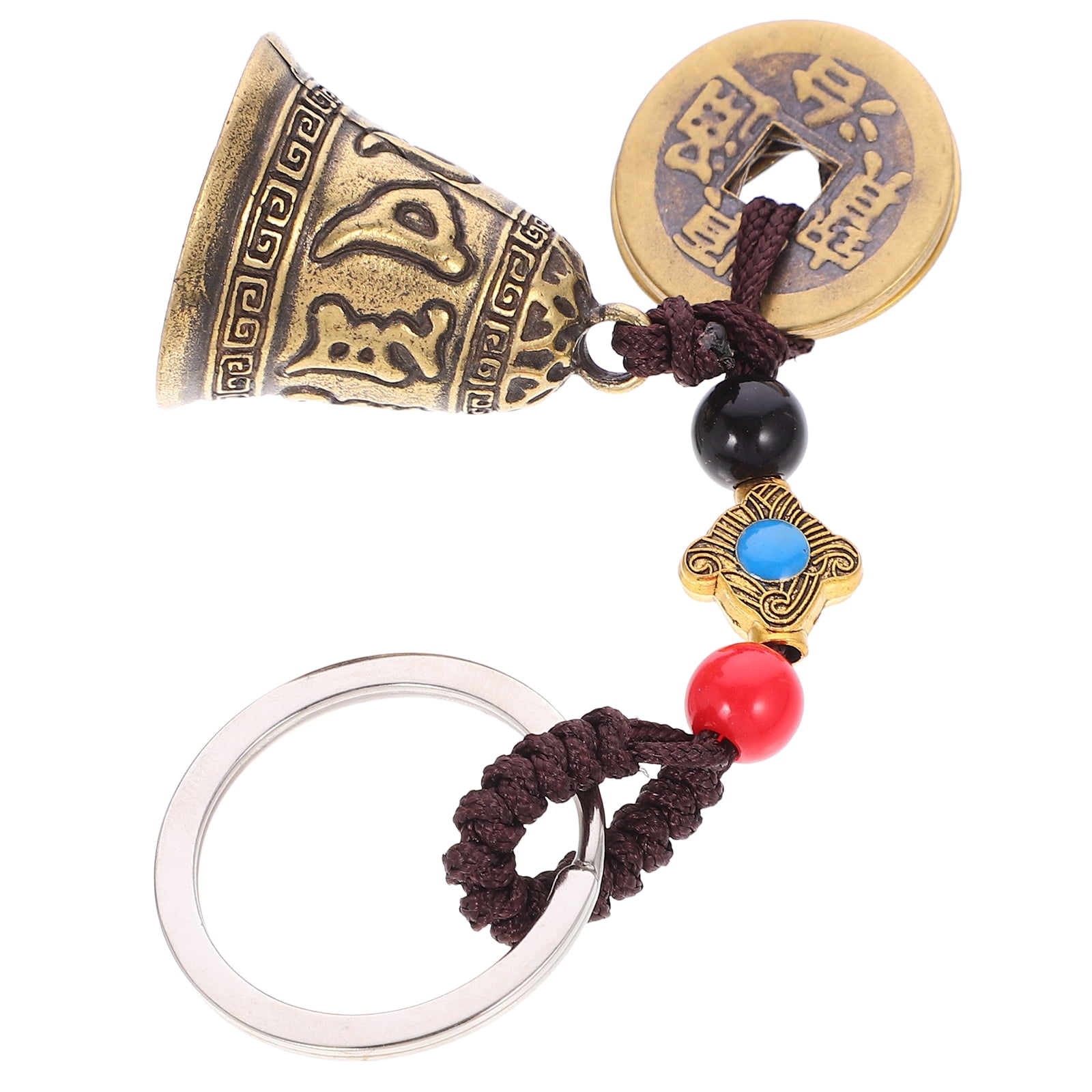 OUNONA Bell Keychain Copper Keychains Rings Floating Frame with Stand ...