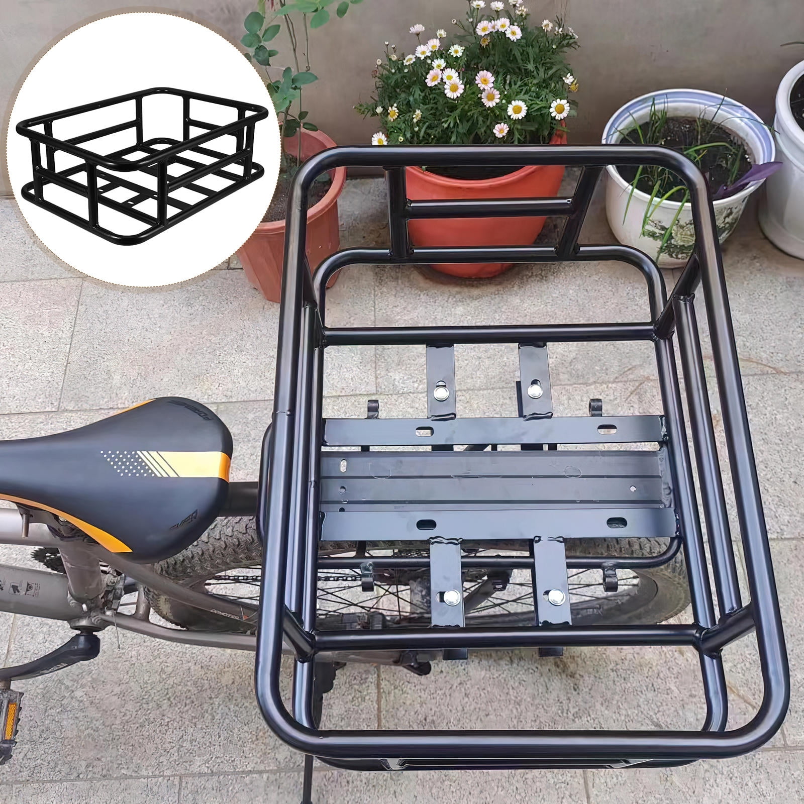 OUNONA Bike Basket Rear Bicycle Basket Large Metal Wire Ebike Basket ...