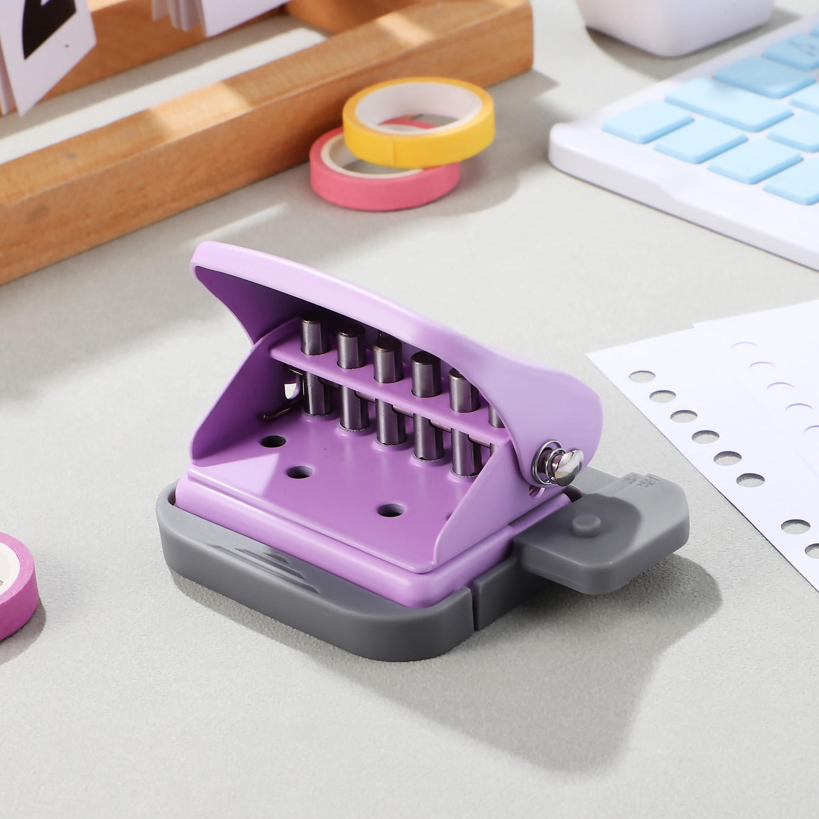 OUNONA Binder Punch Handheld Loose Leaf Paper Punch 6-Hole Punch Spiral ...