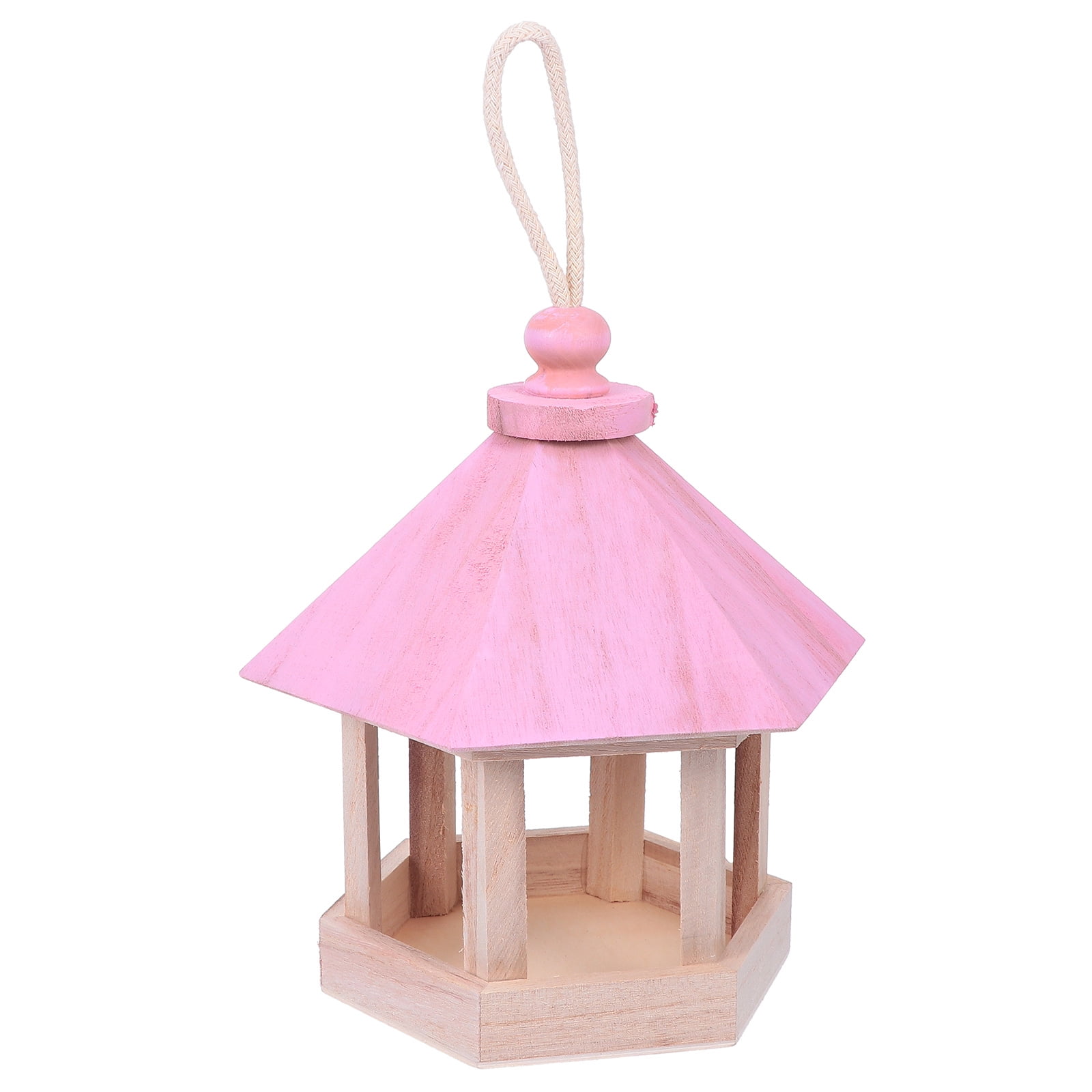 OUNONA Hanging Bird Feeding House for Pet Birds DIY Wooden Hut Style ...