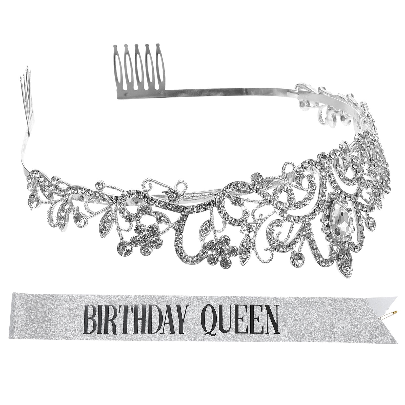 OUNONA Birthday Sash and Tiara for Women Tiaras Crowns Kit Party ...