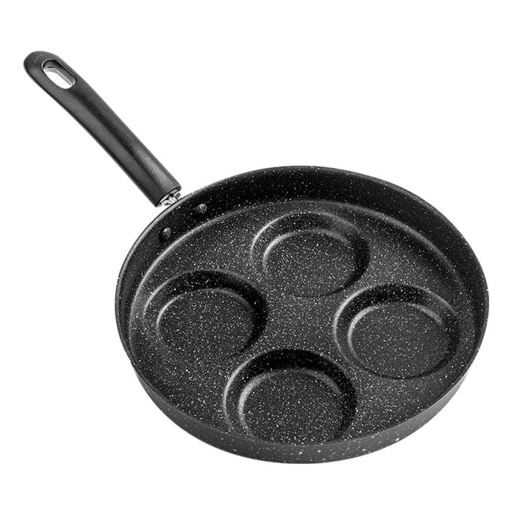 OUNONA Black Nonstick Frying Pan with 4 Groove Design for Kitchen Use ...