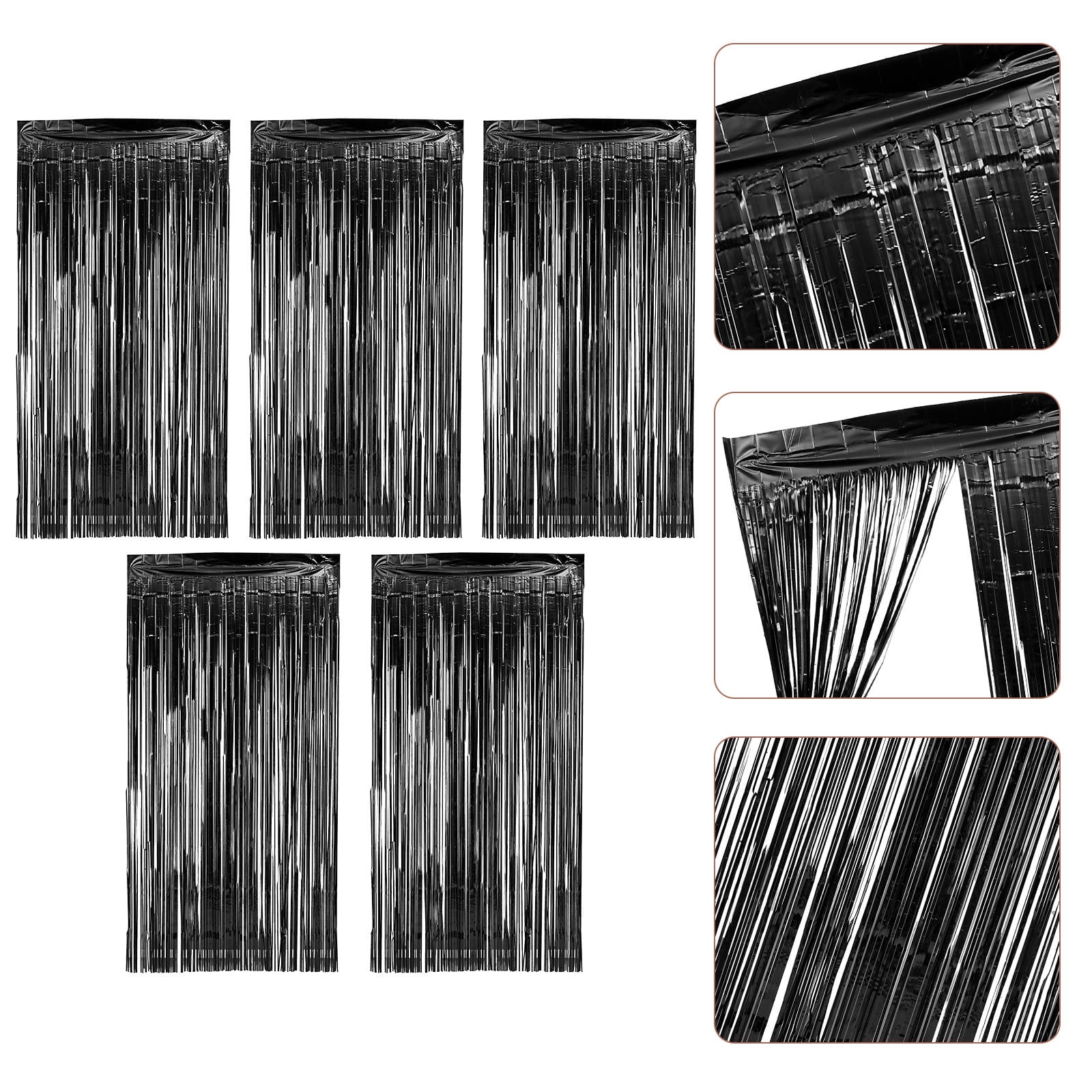 OUNONA Black Tinsel Backdrop Curtain for Plastic Fringe Streamer for ...