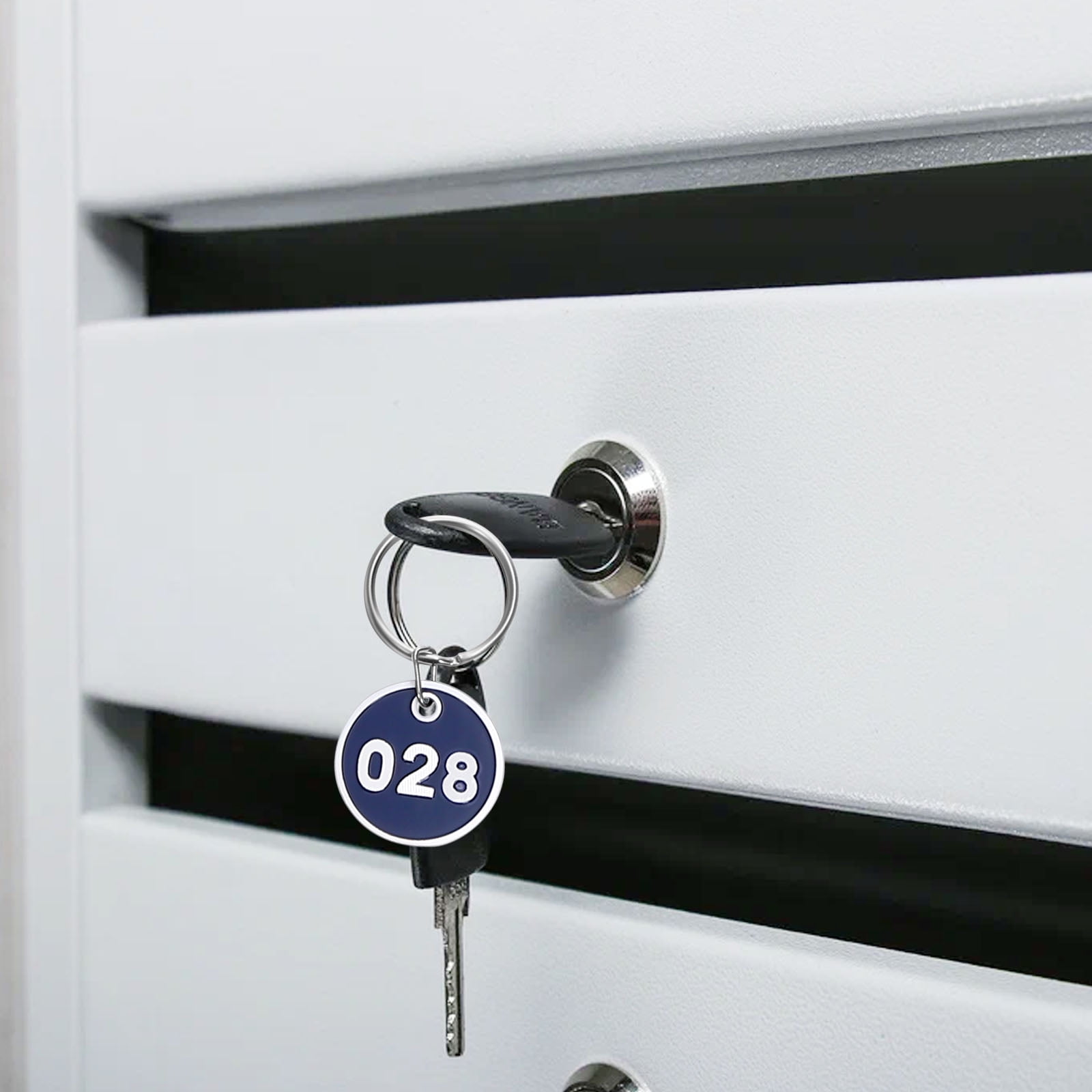 OUNONA Blue Aluminum Number Tags with Key Rings for Classification ...