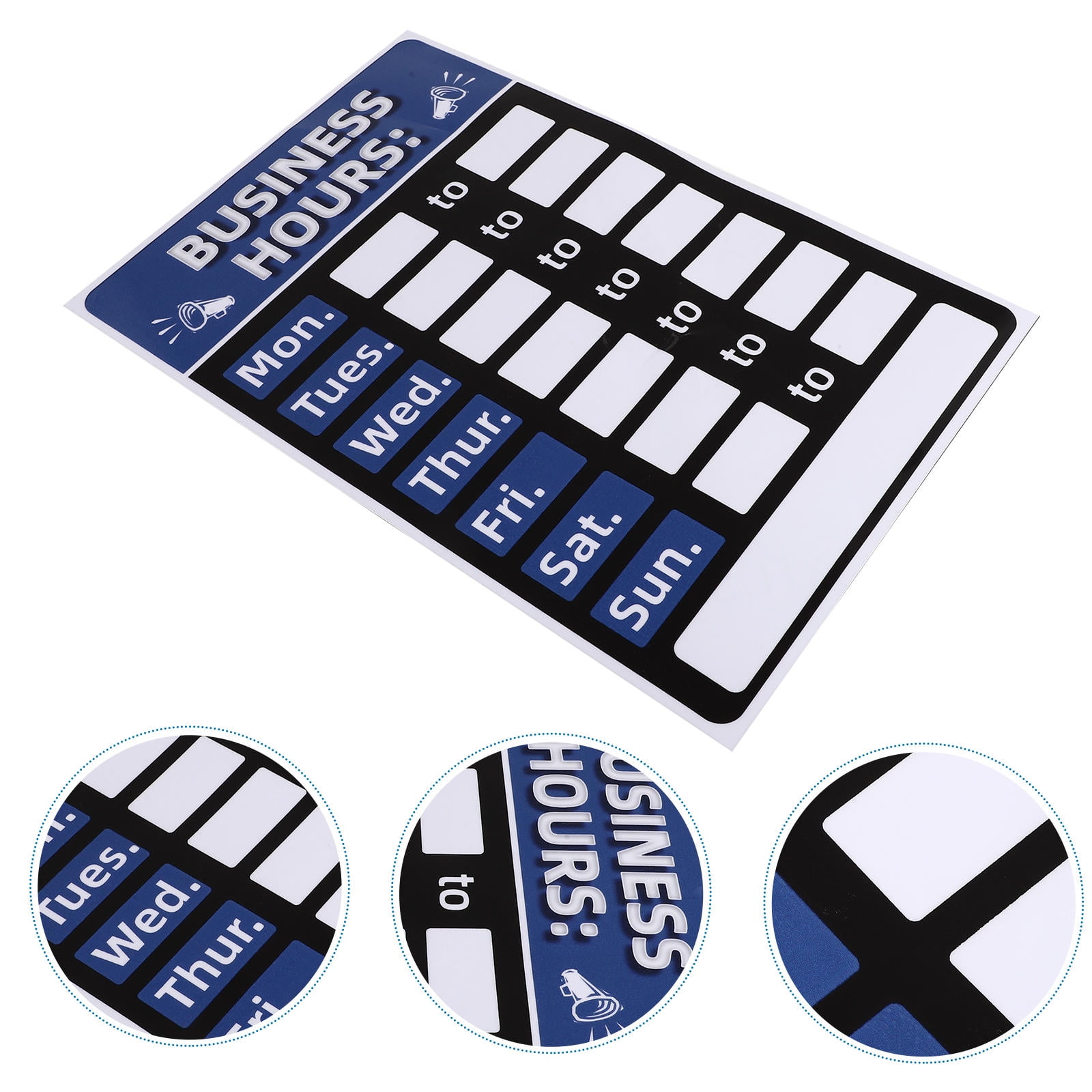 OUNONA Blue PVC Business Hours Sign for Decor Sunproof and Adhesive ...