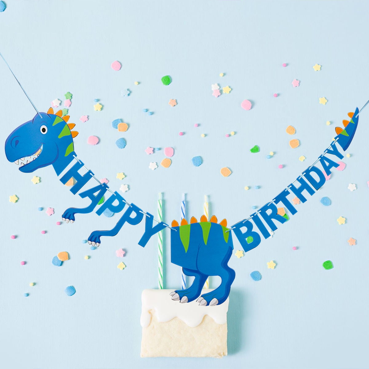 OUNONA Blue Paper Bunting Banner for Birthday Party Decorations ...