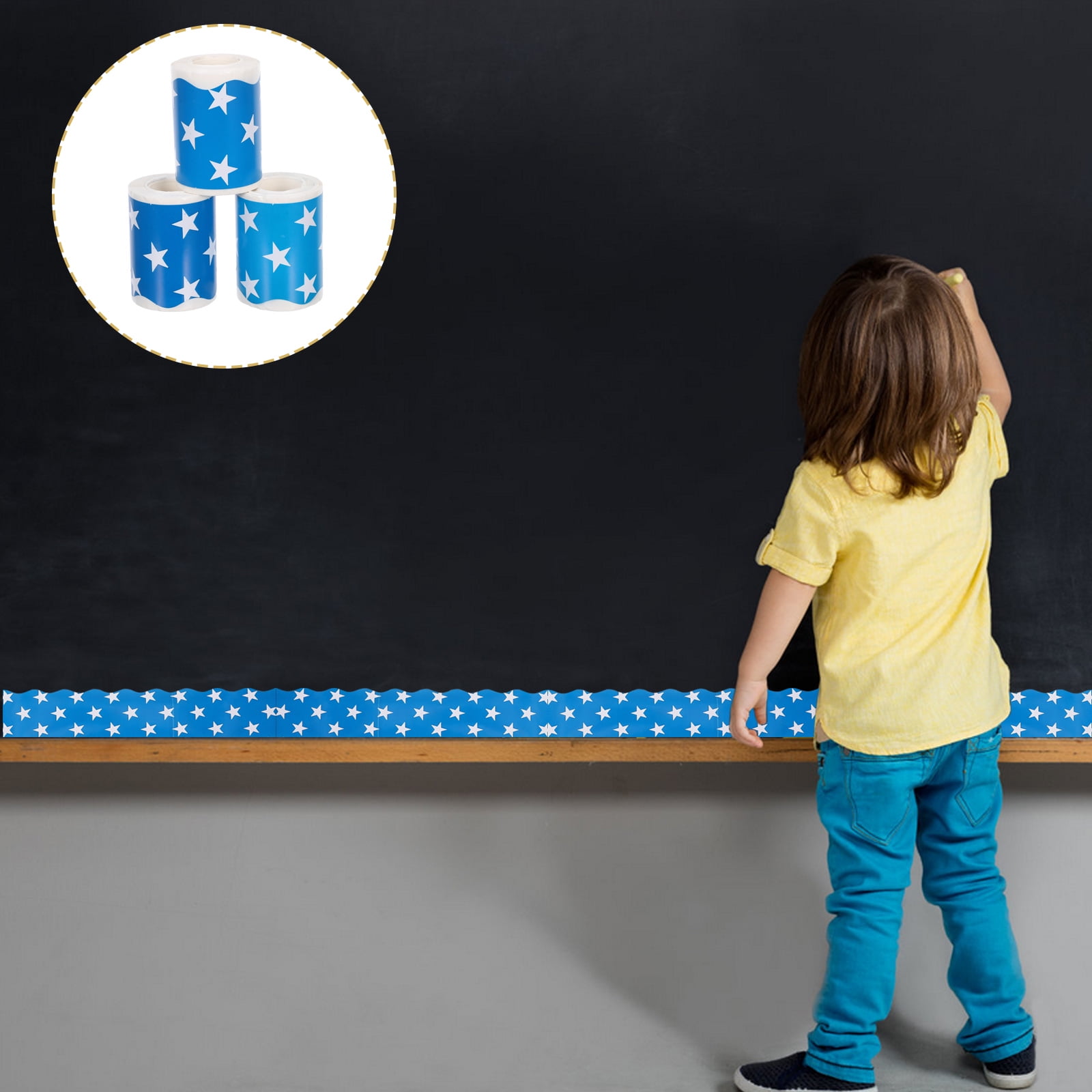 OUNONA Self-Adhesive Blue Star Bulletin Board Border Trim Copperplate ...