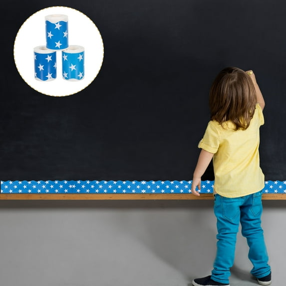 OUNONA Self-Adhesive Blue Star Bulletin Board Border Trim Copperplate ...