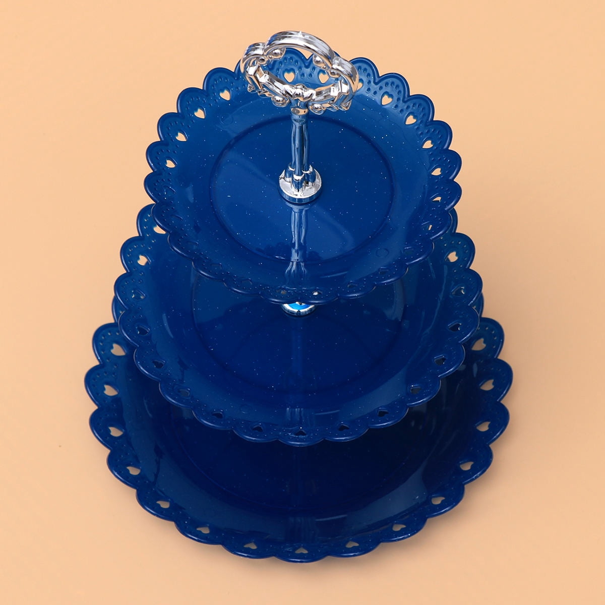 OUNONA Blue Three Tier Cake Display Stand for Parties Made of PP ...