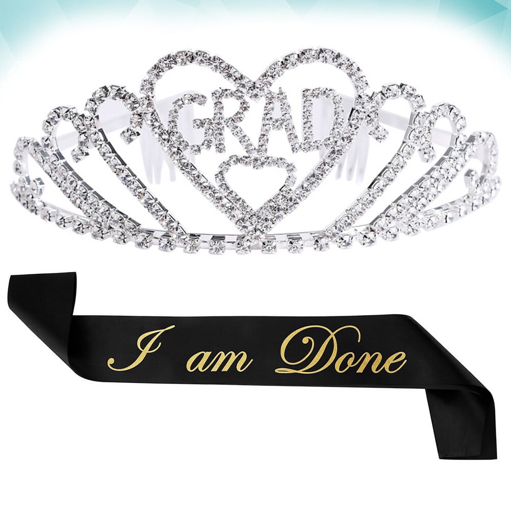 OUNONA Bride to Be Sash Tiaras for Girls Crown Strap Set Graduation ...