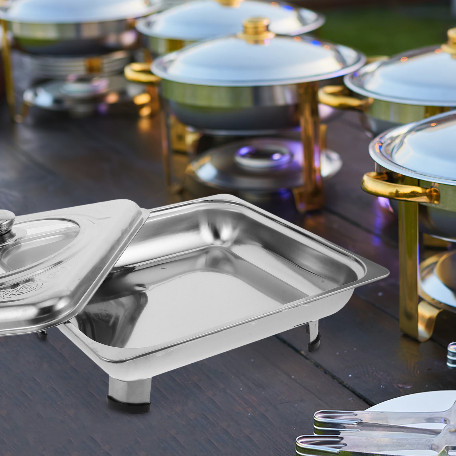 OUNONA Buffet Food Tray for Buffet Serving Stainless Steel Buffet Pan ...
