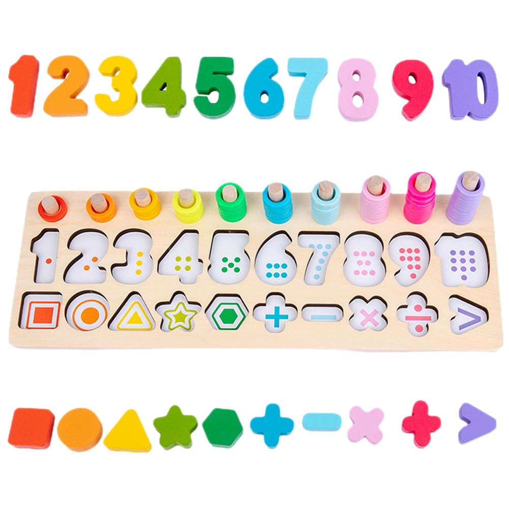 OUNONA Wooden Number Puzzle Toy for Children with Assorted Color and ...