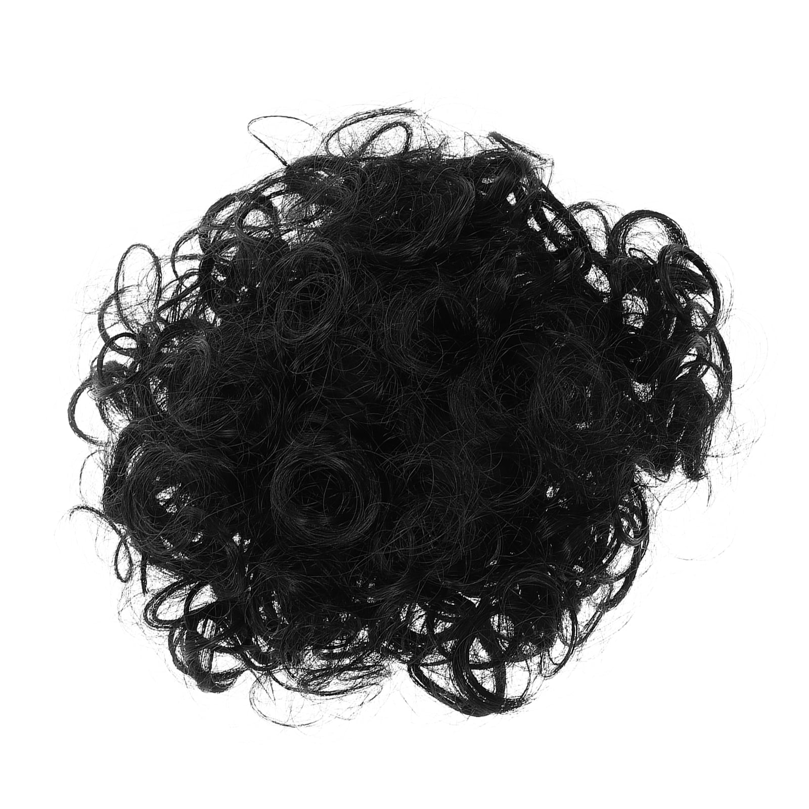 OUNONA Bun Wig Curly Human Hair Women Scrunchie Bangs Pin Miss Black ...