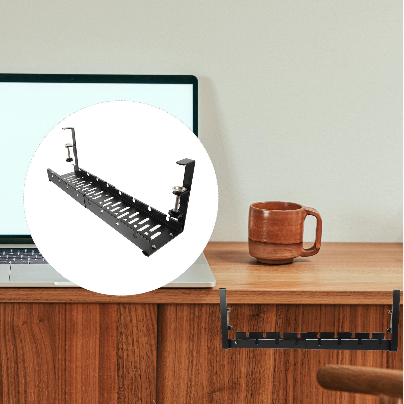 OUNONA Cable Management Rack Desk Cord Organizer under Wire Tray ...