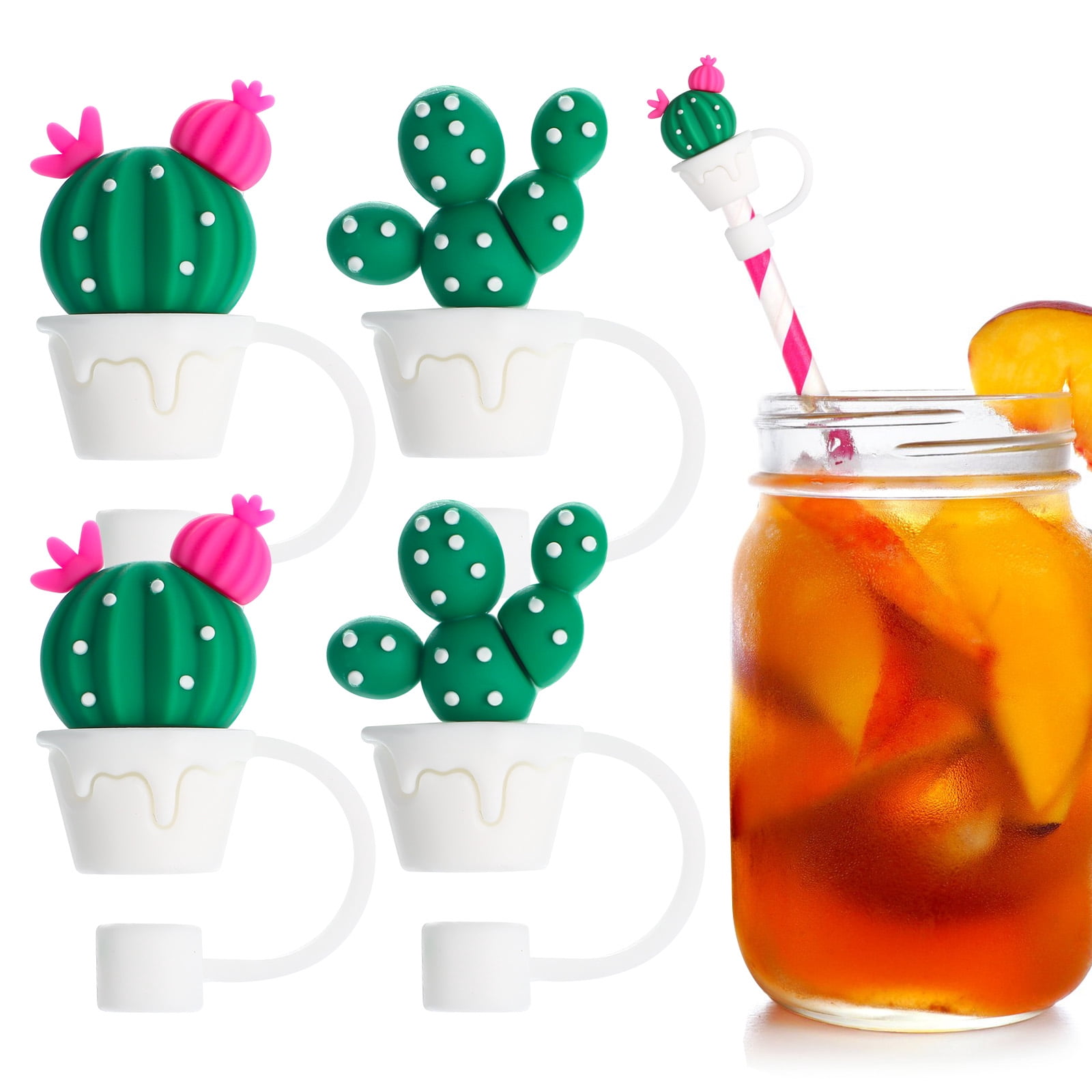 OUNONA Straw Covers Cacti PVC Reusable Daily Use Friends 4Pcs - Walmart.com