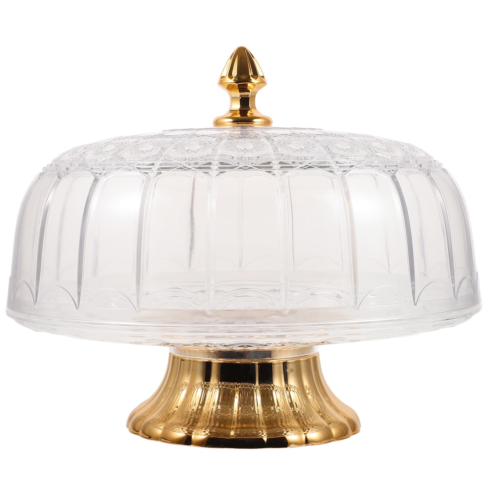 OUNONA Transparent Plastic Cake Stand with Lid Elegant Storage Tray ...