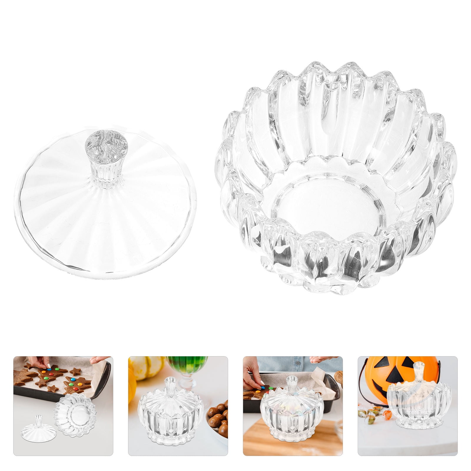 OUNONA Candy Jar Holder Bin Clear Storage Bins Food Jars with Lids ...