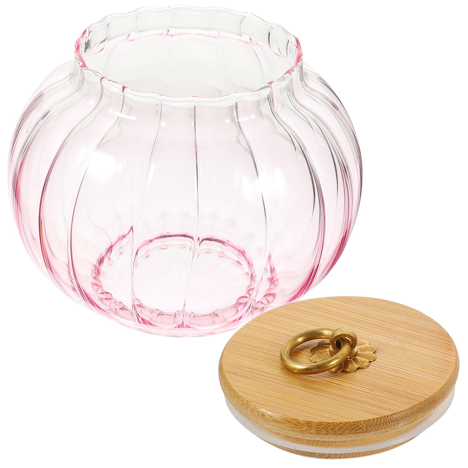 OUNONA Candy Jar with Lids Decorative Glass Bottle Pink Tea Canister ...